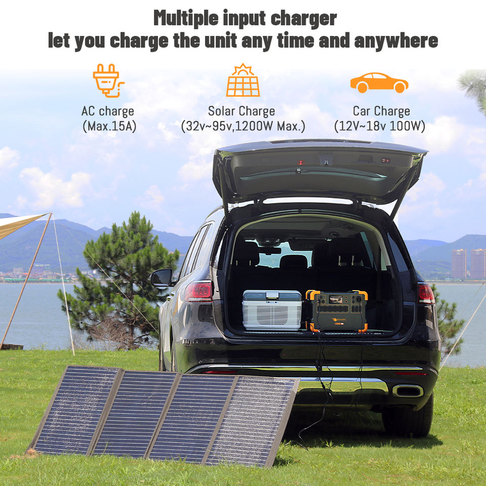 2000W Portable Solar MPPT Generator with LiFePO4 Battery External ...