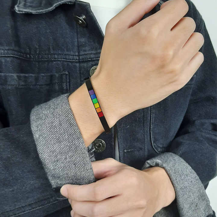 2022 Fashion Rainbow Stripe LGBT Bracelets - Adjustable C Shape