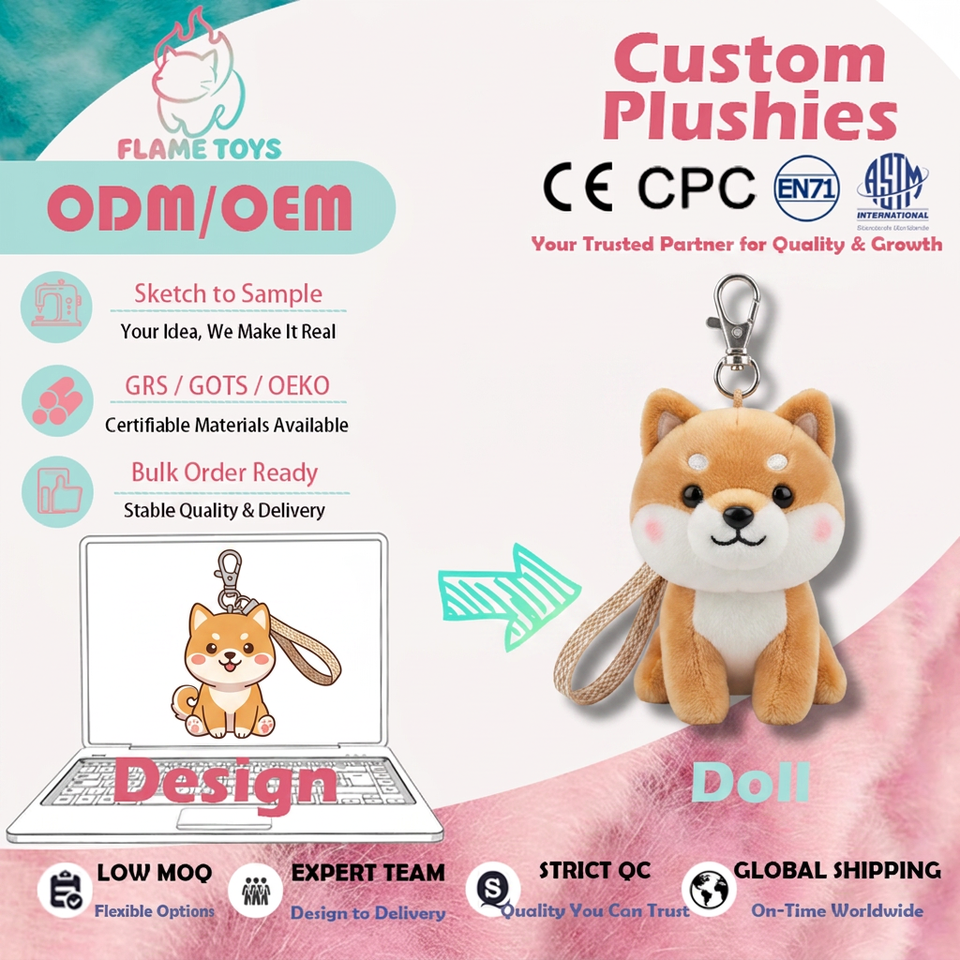 Free Sample Custom Cute Plush Cloth Keychain Embroidered Shiba Inu Dog ...