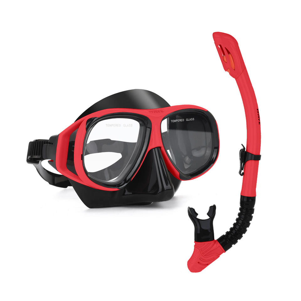 Wave Diving Masks & Training Snorkel Set - Silicone & Glass