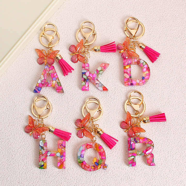 Factory Wholesale Resin English Initials Keychains, Crystal Resin ...