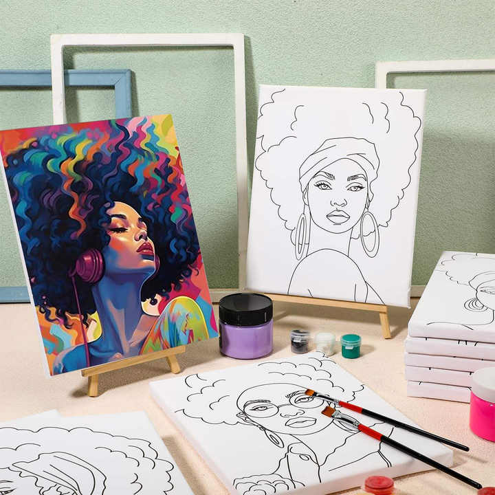 DIY Paint Mini Pre Drawn Outline Canvas Pre Drawn Stretched Canvas ...