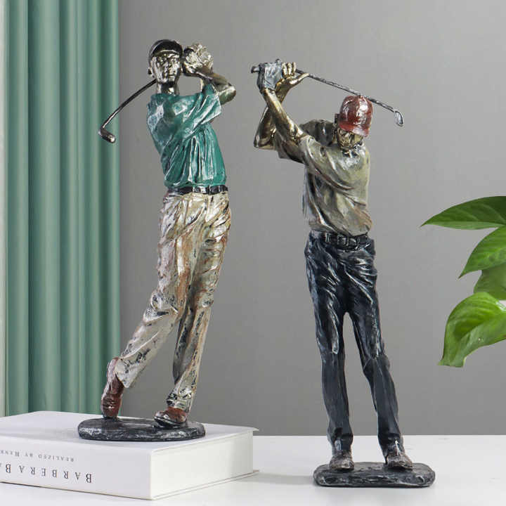 Nordic Style Resin Decoration Artificial Golfer Statue Animal Figurine ...