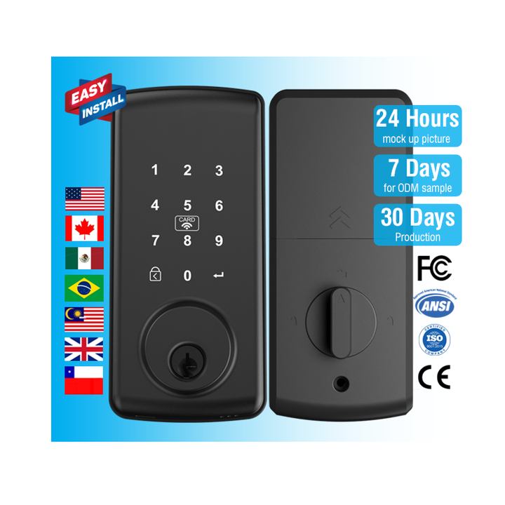 Te'an Deadbolt Digital Door Lock with Password Key Aluminum Electronic ...