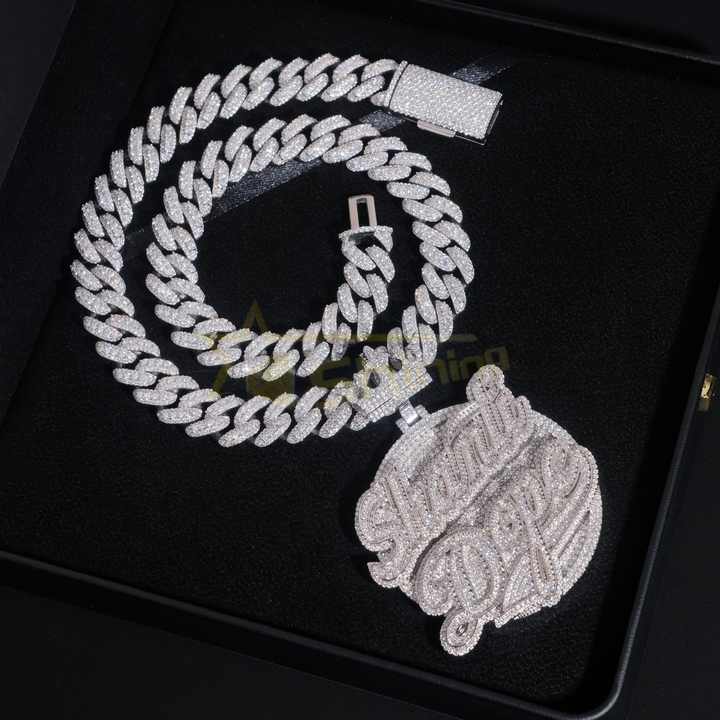Hip Hop Iced Out Pendant Moissanite 925 Sterling Silver Gold Plated ...