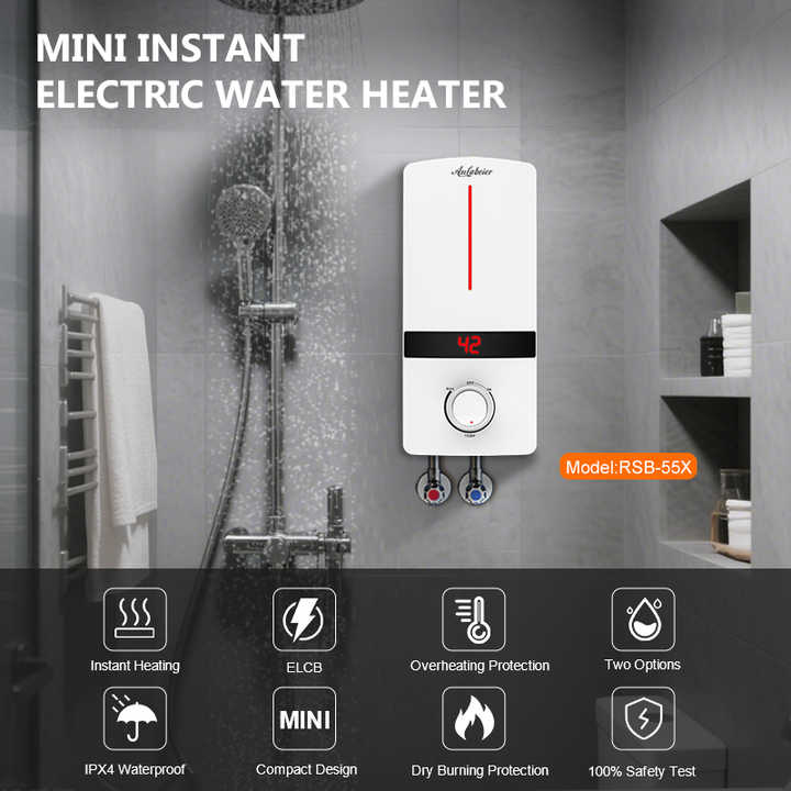 5500W Wall Mounted Instant Shower Heater Tankless Electric With Pump CB ...