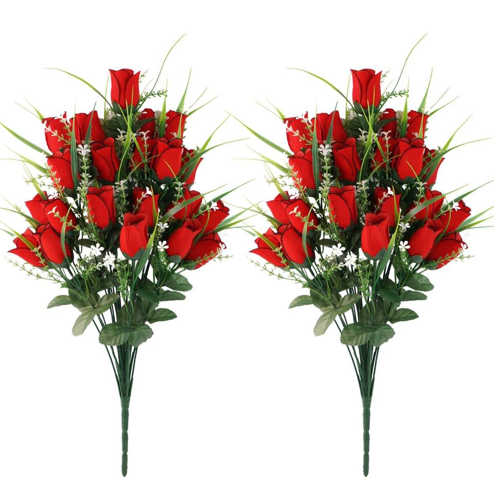 24NOV-MEM-003 24heads Handmade Silk Velvet Rose Bouquet Artificial ...