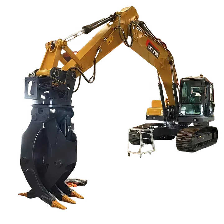 Mini Excavator Double Cylinder Hydraulic Rotating Wood Timber Grapple ...