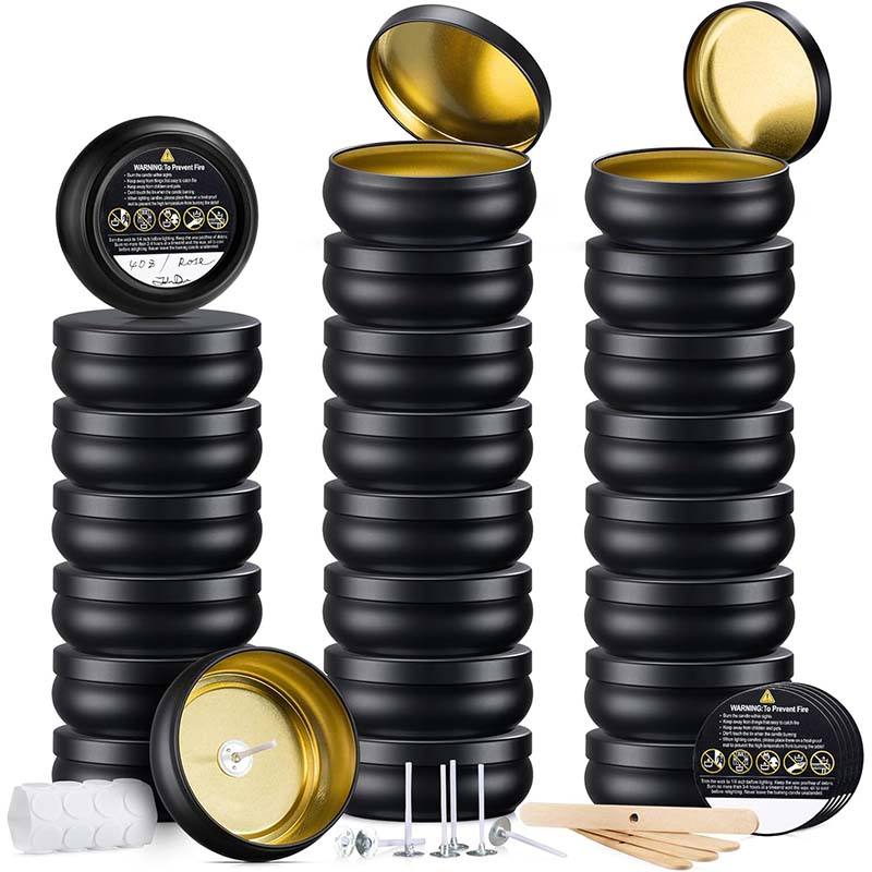 4oz 8oz 10OZ 16OZ Round Empty Metal Matt Black Candle Tin Packing Soy ...