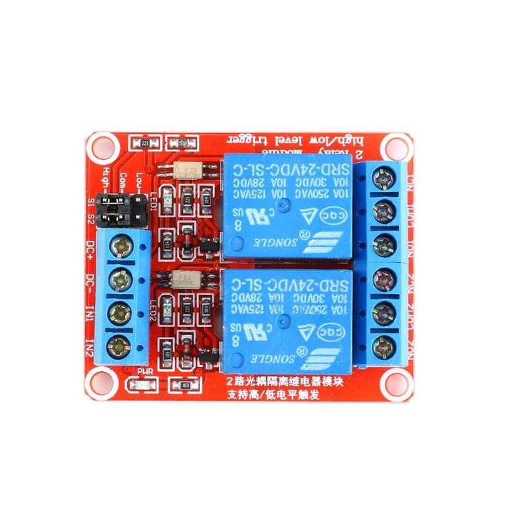 New 24V 2 Channel Relay Module With Optocoupler High Low Level Trigger ...