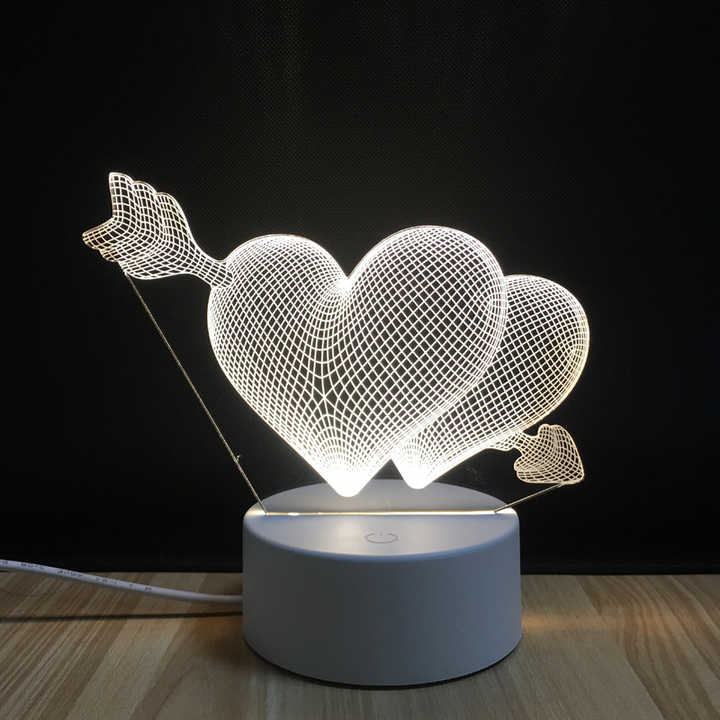LOVE Romantic 3D Arrow Through the Heart LED Night Light Desk Lamp ...