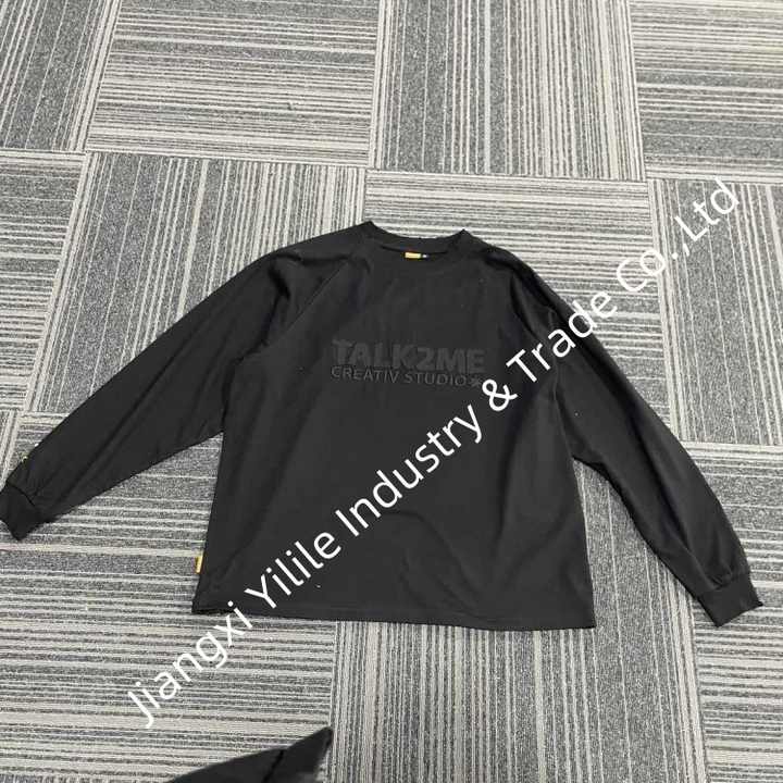 TS1202 High Quality Fashion Men and Women Custom logo Clothing Spring Auttum Black Men's Long ...