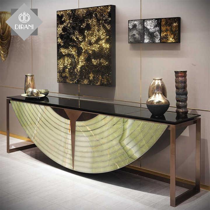 Luxury Glass Top Hallway Corner Console Table - Dirani