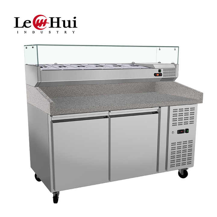 Pizza Prep Table Pizza Preparation Counter Fridge Marble Top Air-Cooled ...