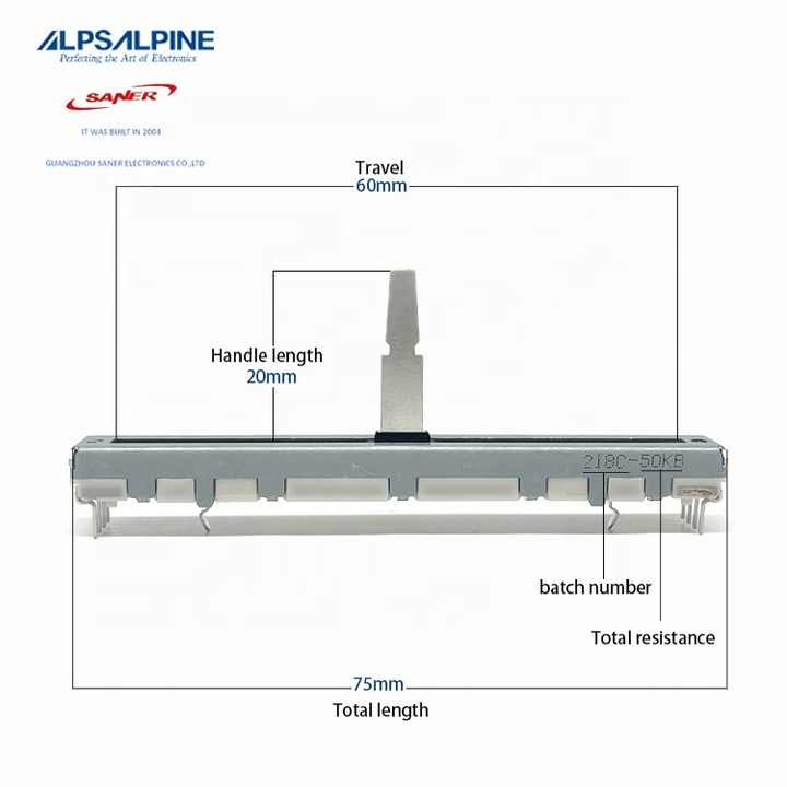 ALPS RS6011YD4A02 Slide Potentiometers - 60mm Travel Fader