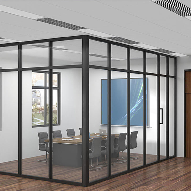 Modern Sliding Inner Steel Outer Aluminum Glass Partition Wall Office ...