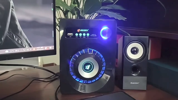 JERTECH DJ Sound System with Wired Subwoofer & Colorful LED Lights ...