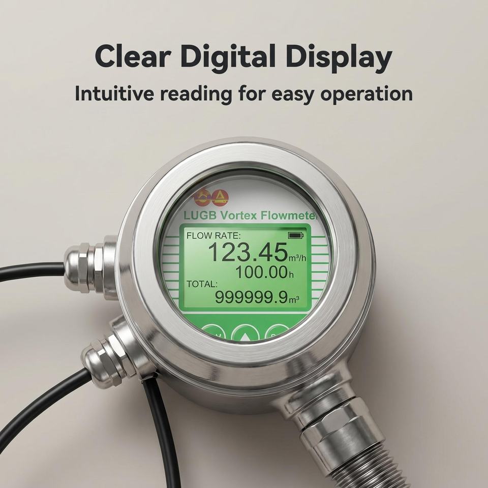 LUGB Stainless Steel Vortex Flow Meter for Industrial Plant Gas Liquid ...