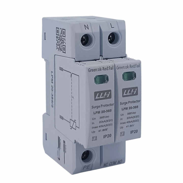 AC SPD T2 2P Lightning Surge Protection 385V Solar SPD for Photovoltaic ...