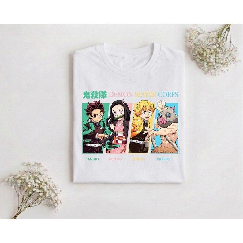 Demon Slayer Tanjiro Nezuko Zenitsu Inosuke T-Shirt Men's Graphic Tee ...