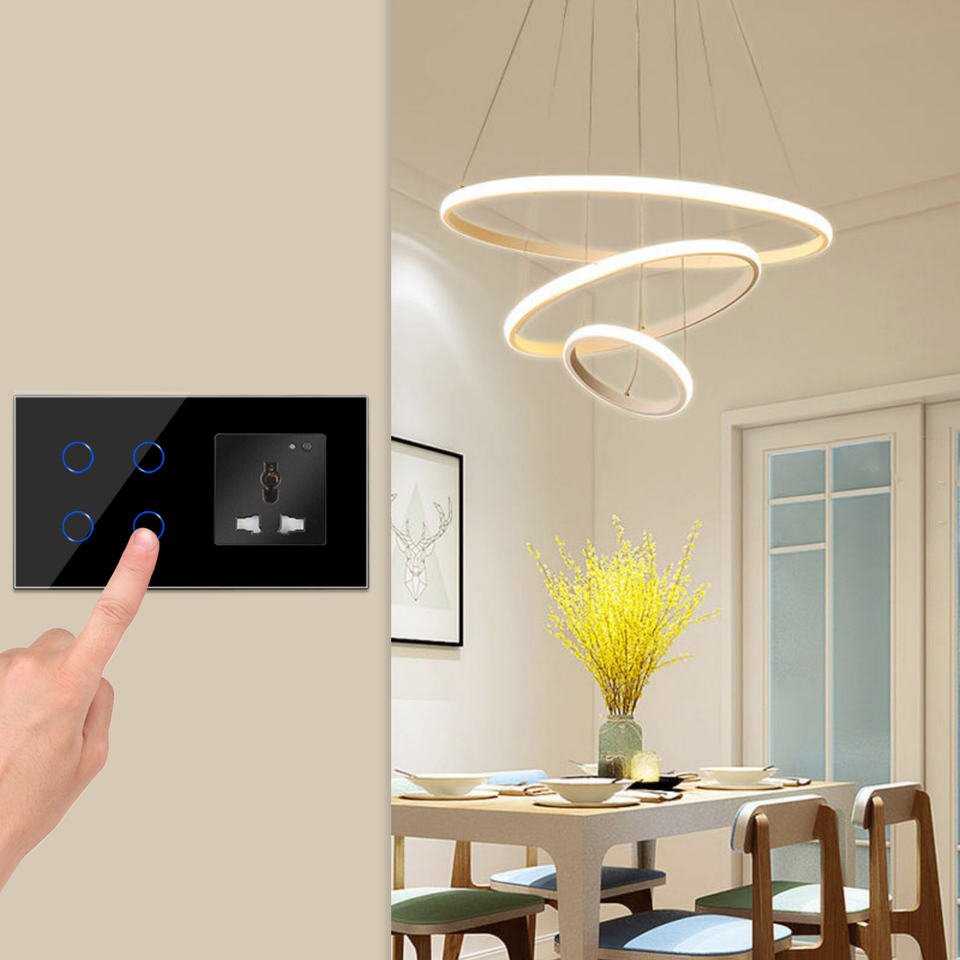 Bingoelec Home Modern Touch-Sensitive Light Glass Switch+Socket Combo ...