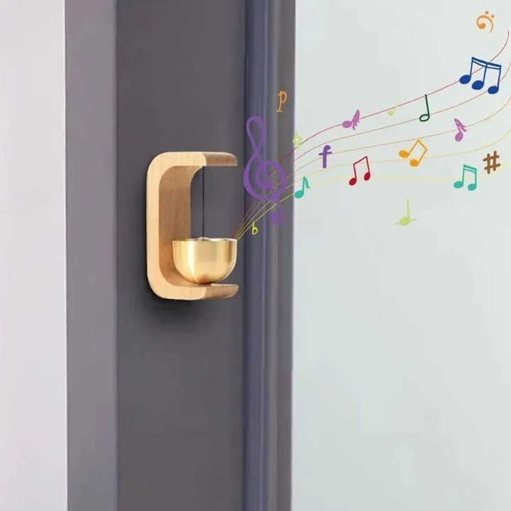 Handcrafted Solid Brass Doorbell with Wood Draft Stopper