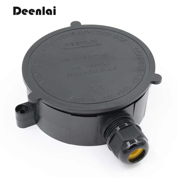 1 Way 97mm Ip68 Round Junction Box For Wires & Cable Gland - Oem