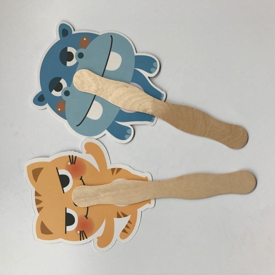 Custom Printed Cardboard Hand Fan with Wooden Handle