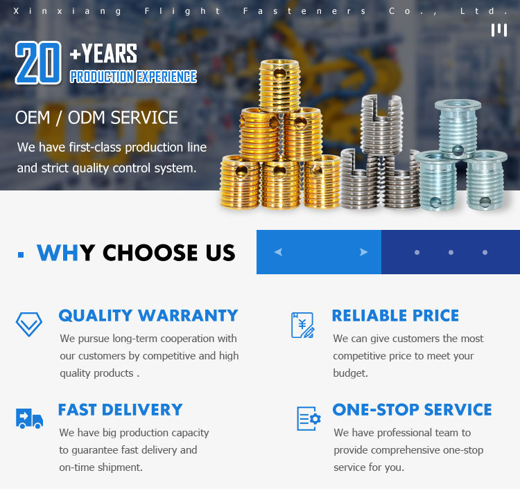 302 Brass Composite Self-Tapping Thread Inserts for Industrial Plastics ...