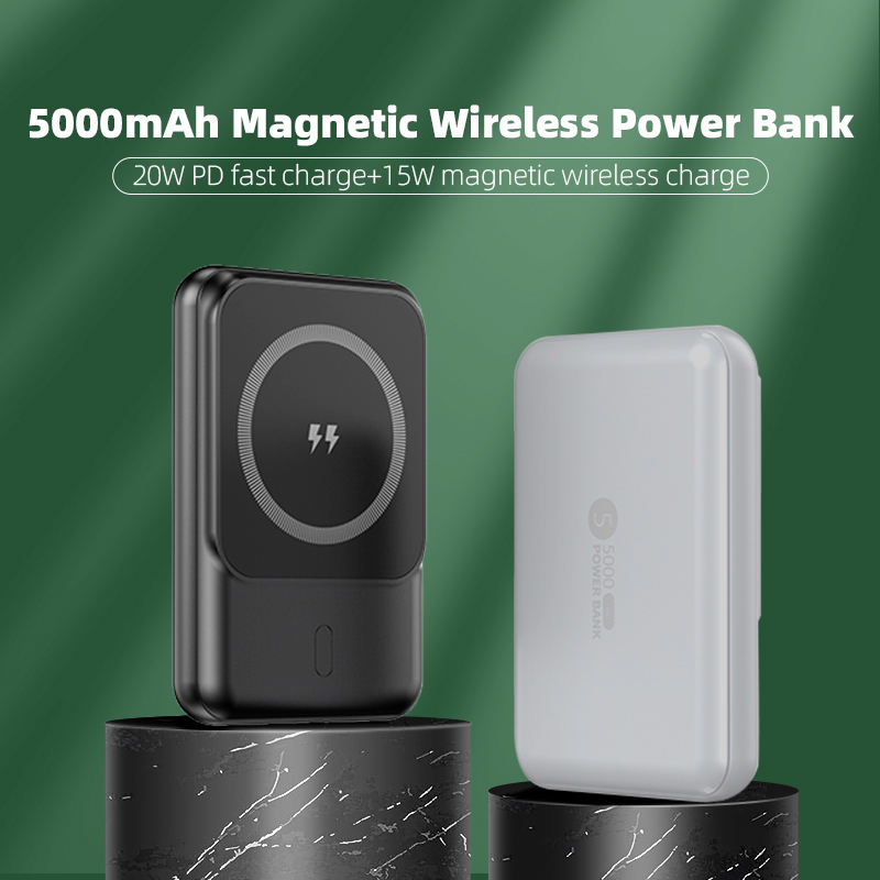 Magnetic Wireless 15W 5000mah Power Bank PD 20WFast Charging Portable ...