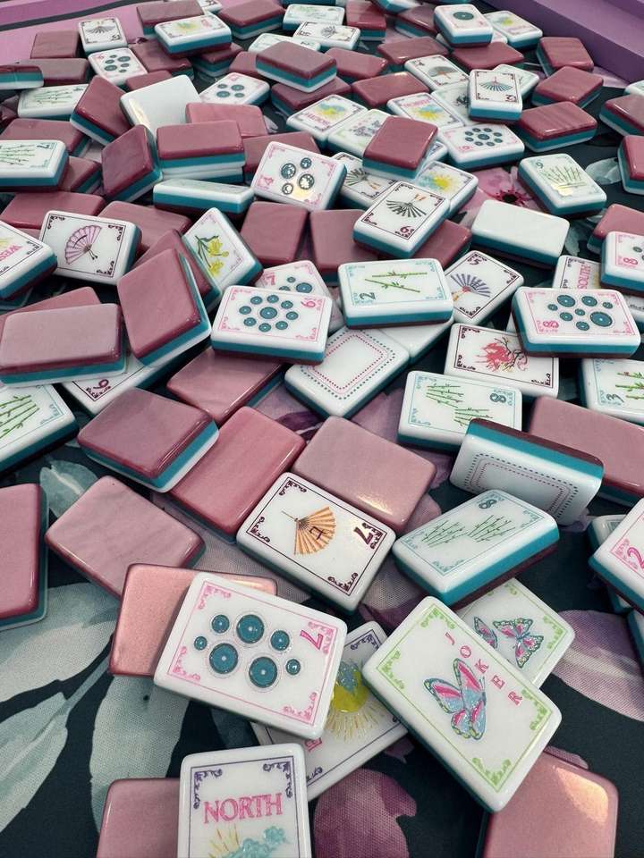 Glossy Pink Purple Sandwich Acrylic American Mahjong Set Custom Vintage ...