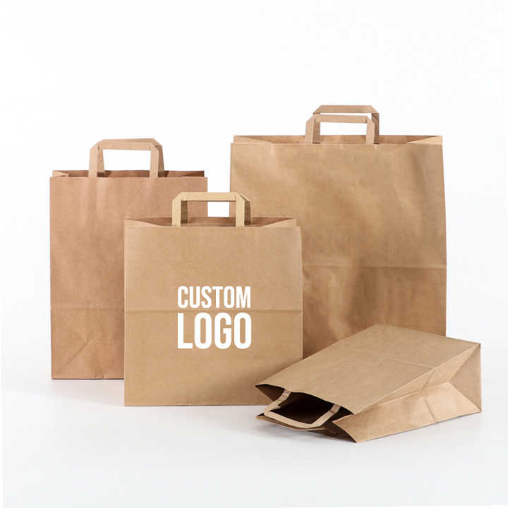 Recyclable Lunch Takeaway Paper Bags Packaging Custom Printing Logo ...