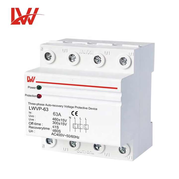 Three Phase Auto Recovery Voltage Protective Device AC 4P 63A 400V