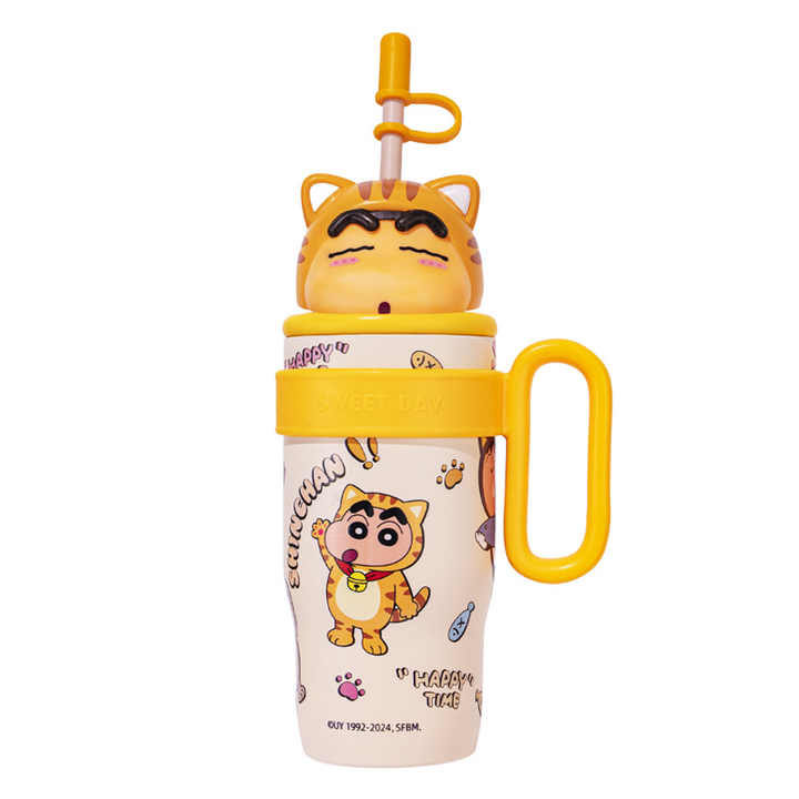Crayon Handle Water Cup Large Capacity Straw 316 Stainless Steel New Cute Children's Thermos ...