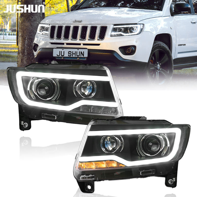 JUSHUN Front Head Light for Jeep Compass 2011-2016 LED Headlights Len ...