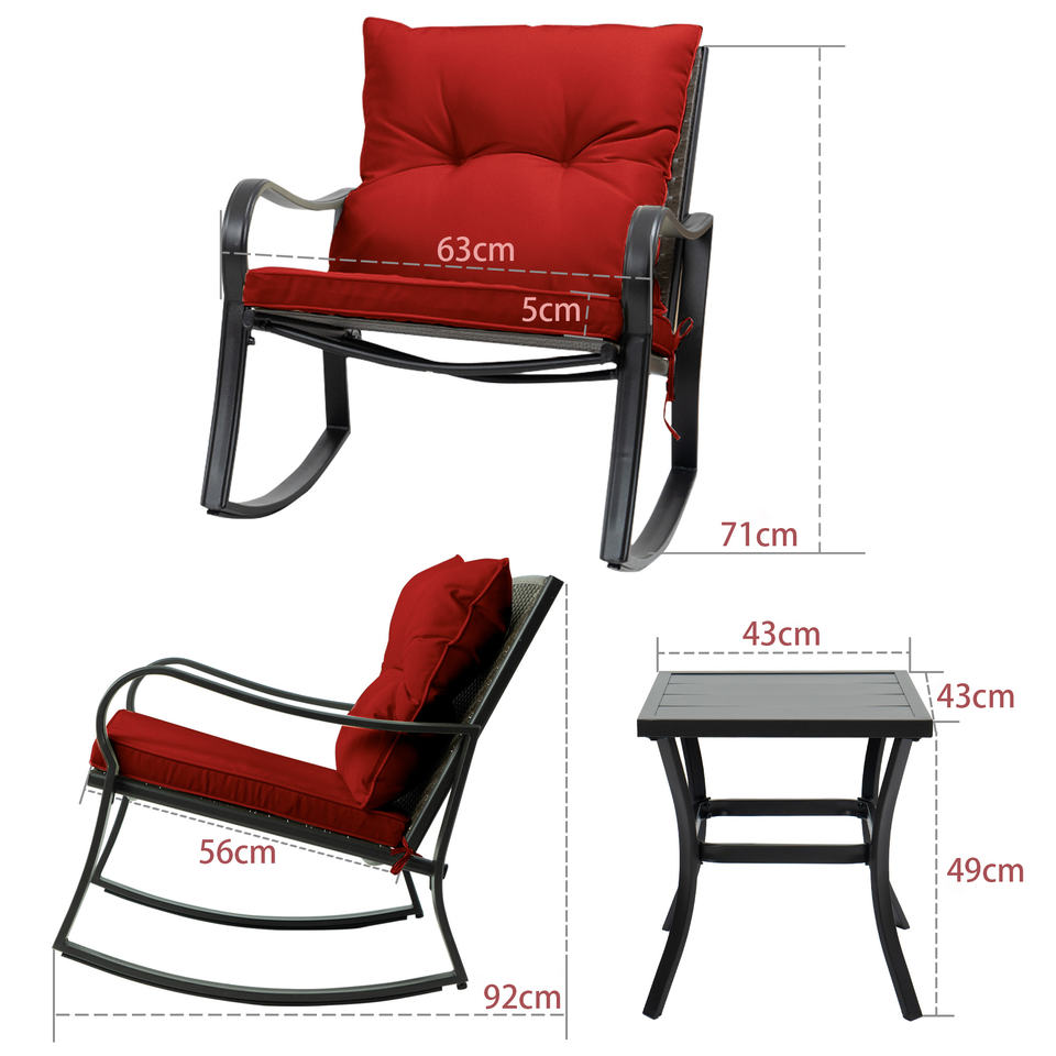 Modern Burgundy Aluminum Garden Rocking Chair Sectional Sofa Set Eco ...