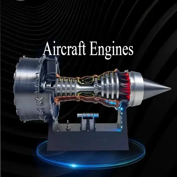 Aviation Aircraft Engine Model Blue Magnetic LED Light Turbojet Engine ...