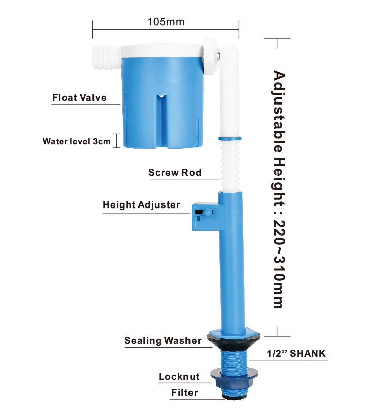Cistern Filling Valve with Silent Adjustable inlet Bottom filling Valve ...