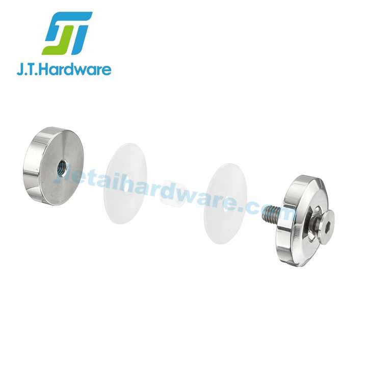 Stainless Steel Glass Adapters Glass Railing Panels Round Button Clamp ...