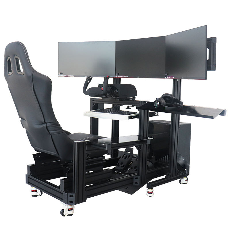 Aluminum Sim Racing Cockpit with Bucket Seat, Wheel Plate & Pedal Plate ...