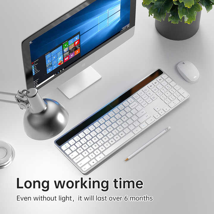 Aluminum Rechargeable Wireless Solar Keyboard Ergonomics New Energy ...