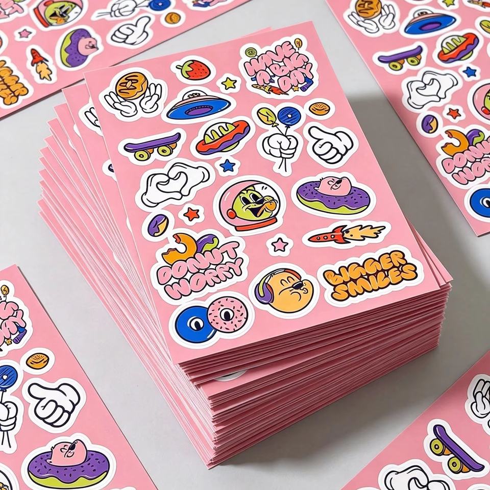 Custom Kiss Cut Cartoon Sticker Sheet| Waterproof Vinyl Die Cut Decals ...