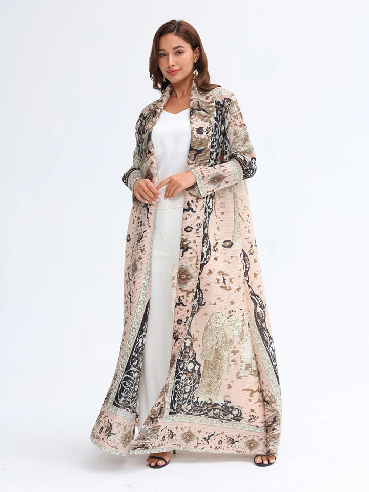 Abaya Dubai 2025 New Tianpei Turkey Floral Patterns Pleated Abaya Front ...