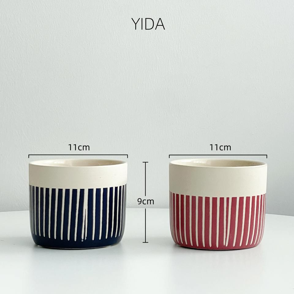 Nordic Porcelain Ceramic Flower Pots Circular Pattern Durable Home ...