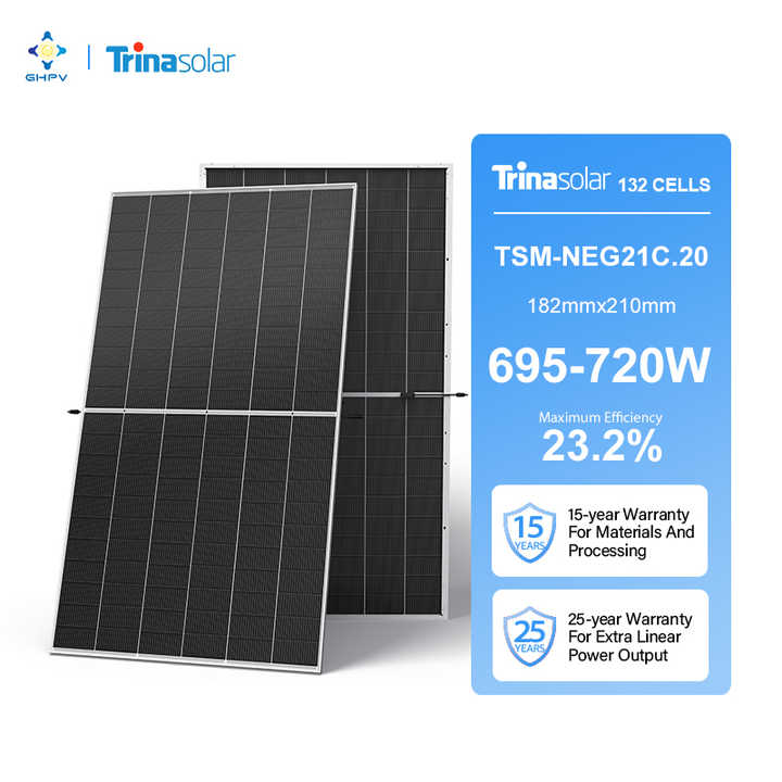Trina Vertex N Type Pvc Silicon Solar Panel Bifacial 695W 700W 705W 710W 715W 720W TOPCon Solar ...