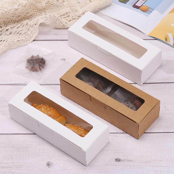 Rectangular Windowed Transparent Pastry Box Recycled Brown Paper Boxes ...