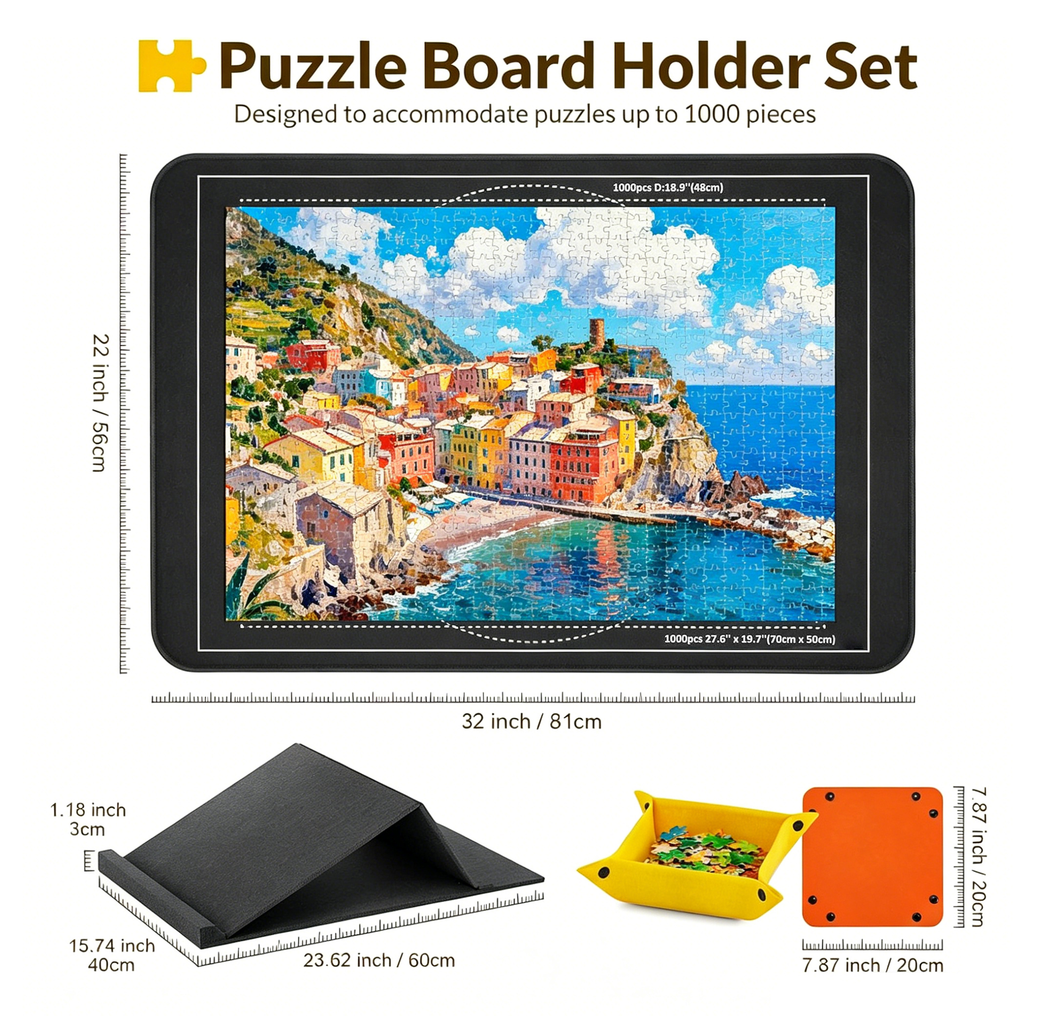 1000 Piece Felt Jigsaw Puzzle Board with Adjustable Stand Foldable ...