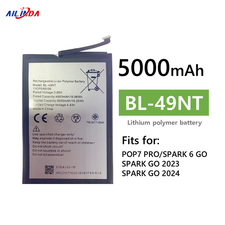 Ilinda BL-49NT Standard Lithium Ion Batteries for Tecno POP 7 PRO Spark ...