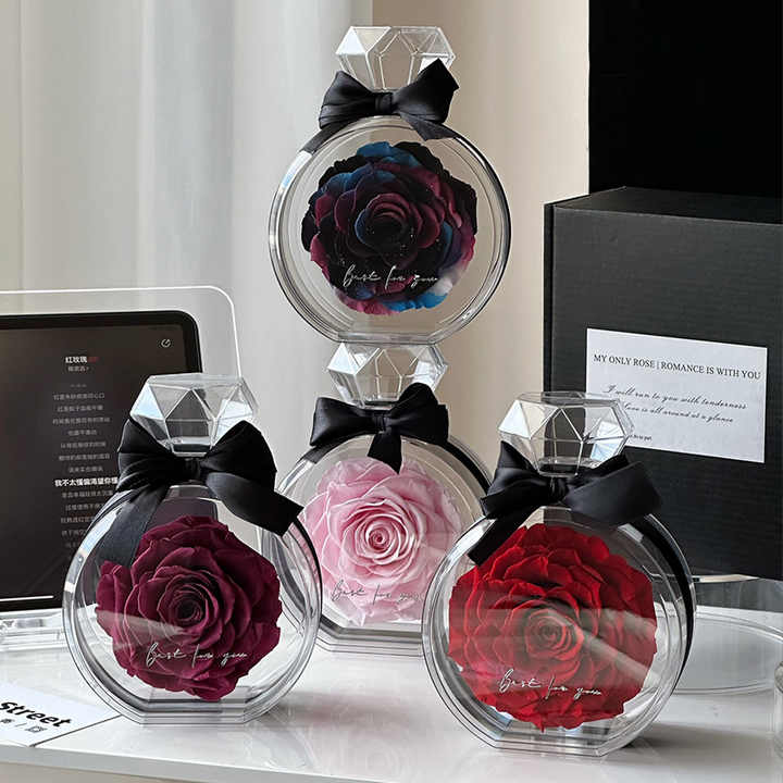 Preserved Rose Plastic Box Gift Mother's Day Christmas Graduation ...