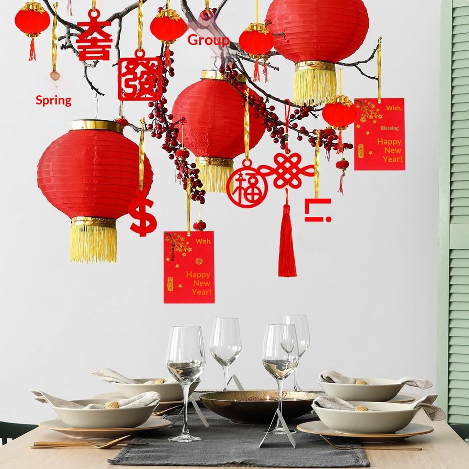 Winlyn 106-Piece Chinese New Year Decorations Hanging Good Luck ...